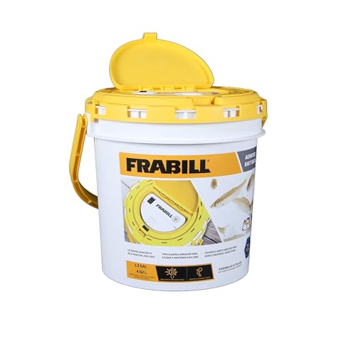 Frabill 4825 Insulated Bait Bucket with Built in Aerator , White and Yellow, 1.3 Gallons
