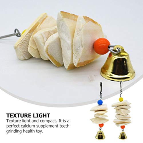 balacoo 2 Pcs Parrot Bird Chewing Toy Cuttlebone Beak Grinding Stone Parrot Bite Tearing Toy Bird Cage Toys with Bell for Budgies Hamster Chinchilla Rabbit Random Color