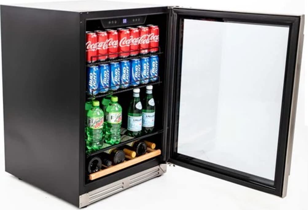 Avanti BCF54S3S Beverage Cooler with Glass Door 126 Can Mini Refrigerator with Lock for Beer Soda Water Wine with Digital Temperature Control, 5.8 cu. ft, Black