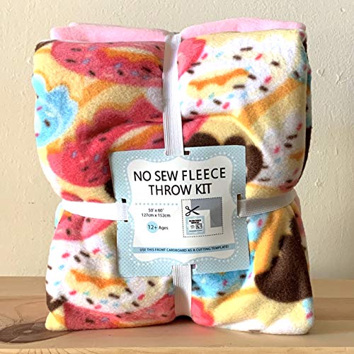 Donuts on Donuts Anti-Pill Premium No-Sew Throw Fleece Fabric Kit (50x60)