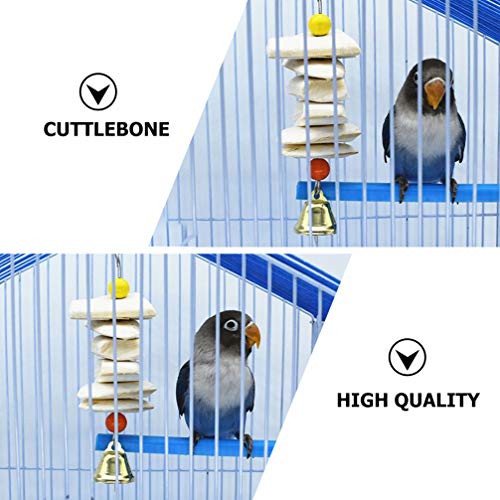 balacoo 2 Pcs Parrot Bird Chewing Toy Cuttlebone Beak Grinding Stone Parrot Bite Tearing Toy Bird Cage Toys with Bell for Budgies Hamster Chinchilla Rabbit Random Color