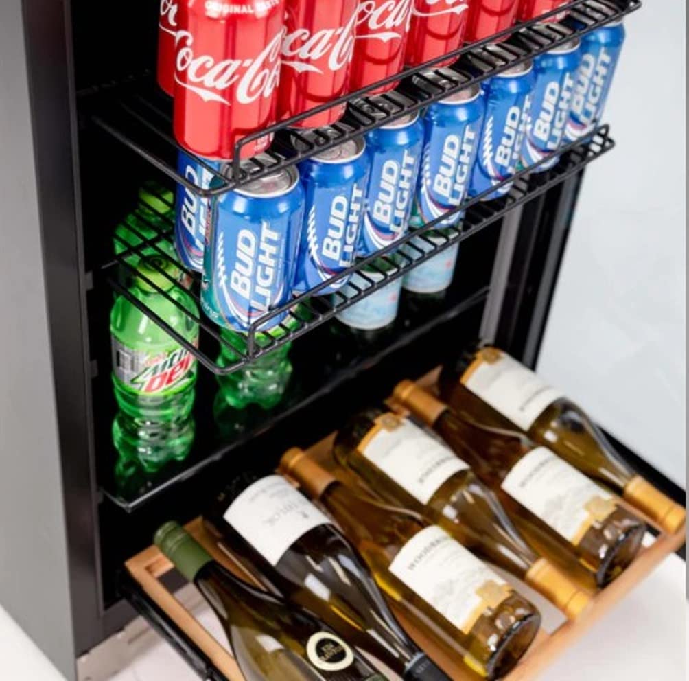 Avanti BCF54S3S Beverage Cooler with Glass Door 126 Can Mini Refrigerator with Lock for Beer Soda Water Wine with Digital Temperature Control, 5.8 cu. ft, Black