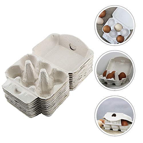 Cabilock 20pcs Egg Cartons Paper Trays Printed Natural Pulp Egg Cartons Holds Up to 6 Eggs Biodegradable Pulp Fiber Egg Flats Egg Organizing Cases