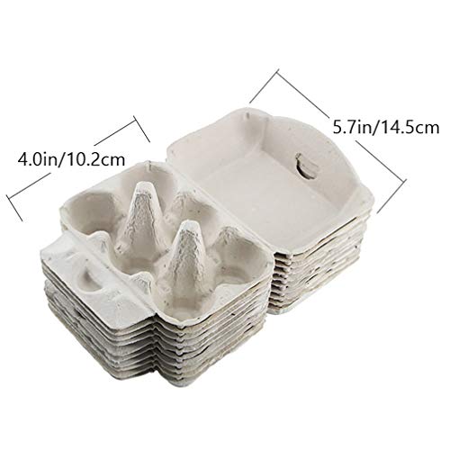 Cabilock 20pcs Egg Cartons Paper Trays Printed Natural Pulp Egg Cartons Holds Up to 6 Eggs Biodegradable Pulp Fiber Egg Flats Egg Organizing Cases