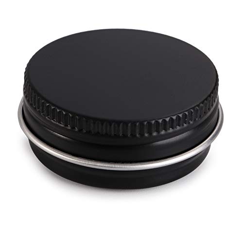 Foraineam 100 Pack 0.5 oz Mini Aluminum Round Lip Balm Tin Containers with Screw Lid - 15ml Metal Storage Travel Tins Matte Black Empty Tin Jars