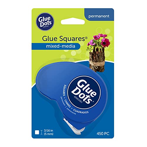 Glue Dots, Glue Squares Dot N' Go Dispenser, Double-Sided, 3/16", 450 Dots, Permanent, DIY Craft Glue Tape, Sticky Adhesive Glue Points, Liquid Hot Glue Alternative, Clear