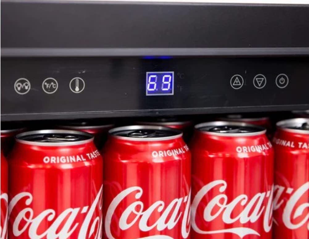 Avanti BCF54S3S Beverage Cooler with Glass Door 126 Can Mini Refrigerator with Lock for Beer Soda Water Wine with Digital Temperature Control, 5.8 cu. ft, Black