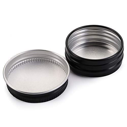 Foraineam 100 Pack 0.5 oz Mini Aluminum Round Lip Balm Tin Containers with Screw Lid - 15ml Metal Storage Travel Tins Matte Black Empty Tin Jars