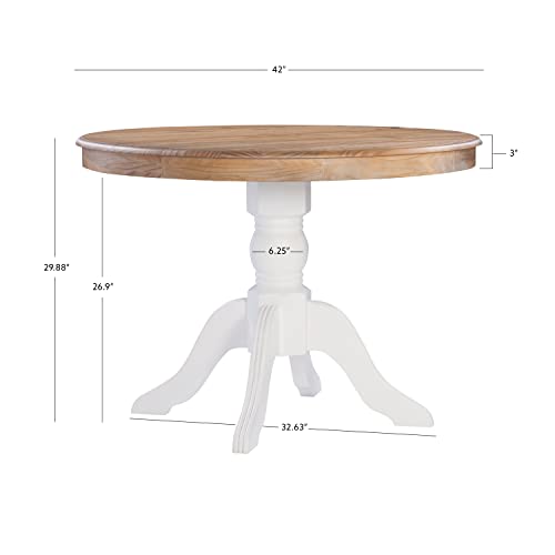 Linon Natural and White 2 Tone Pedestal Dining Harris Table