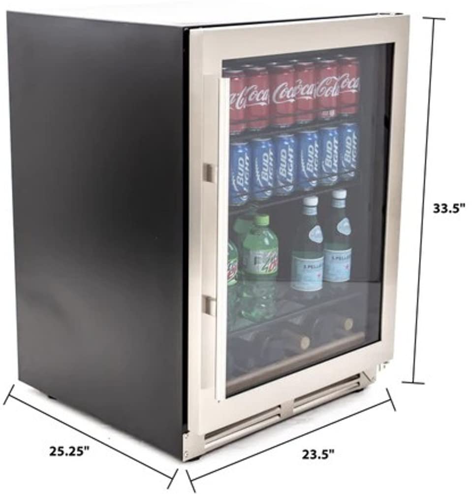 Avanti BCF54S3S Beverage Cooler with Glass Door 126 Can Mini Refrigerator with Lock for Beer Soda Water Wine with Digital Temperature Control, 5.8 cu. ft, Black