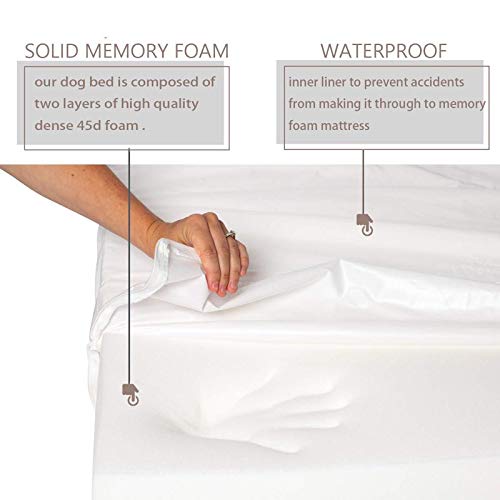 LaiFug Orthopedic Memory Foam Pet(46"x 28"x 4",Slate Grey)/Dog Bed with Durable WaterProof Liner and Removable Washable Cover