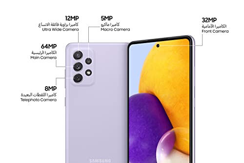 Samsung Galaxy A72 A725F-DS 4G Dual 256GB 8GB RAM Factory Unlocked (GSM Only | No CDMA - not Compatible with Verizon/Sprint) International Version - Awesome Violet