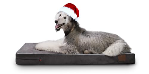 LaiFug Orthopedic Memory Foam Pet(46"x 28"x 4",Slate Grey)/Dog Bed with Durable WaterProof Liner and Removable Washable Cover