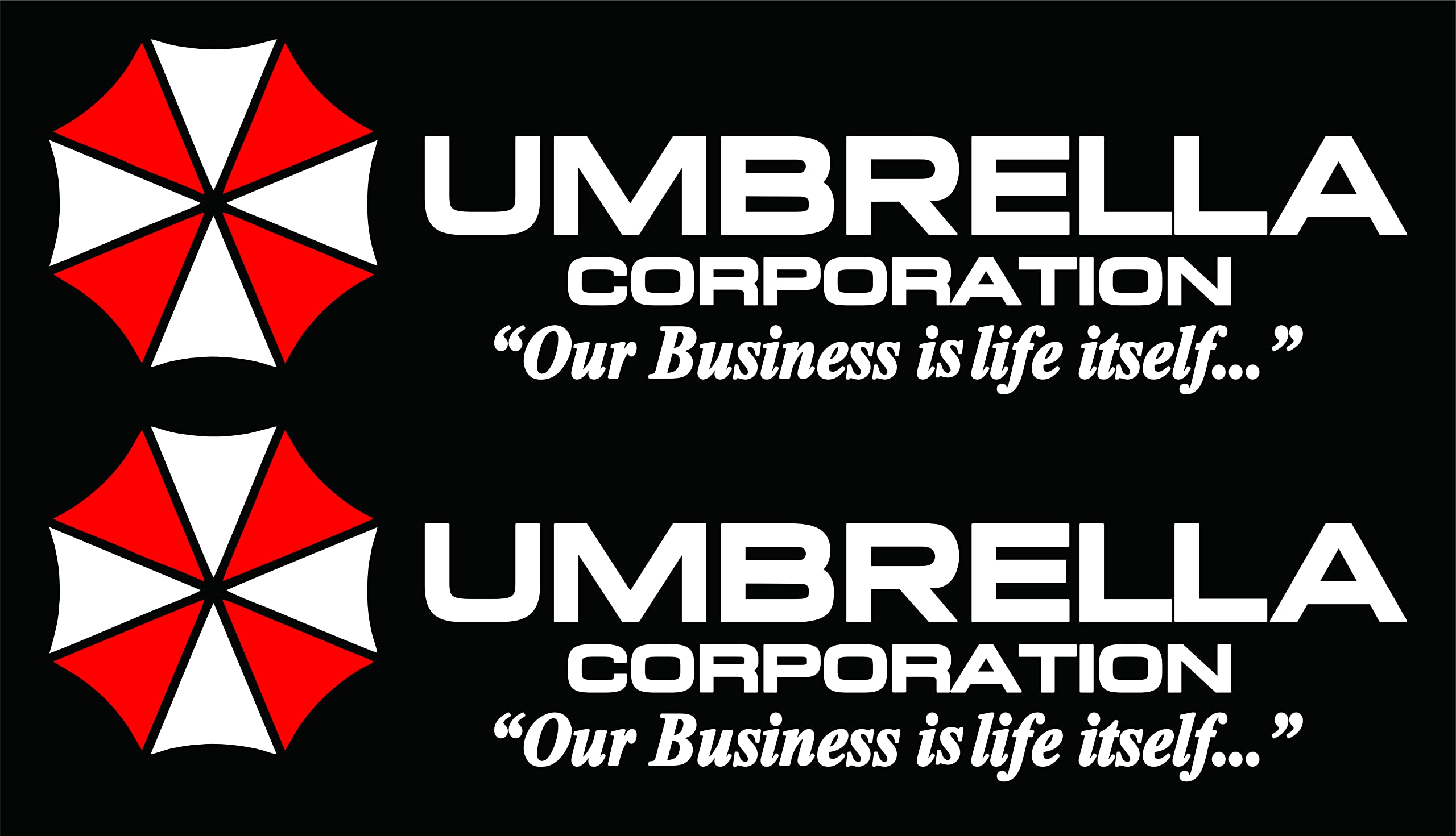 2pcs Umbrella Corporation Sticker Decal Aufkleber 50x36cm Zombie Outbreak Response Team JDM Auto Laptop Domo Kun