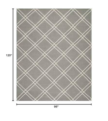 SAFAVIEH Dhurries Collection 8' x 10' Grey/Ivory DHU638B Handmade Flatweave Premium Wool Area Rug