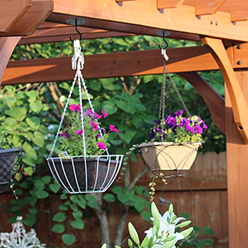 Ceiling Hooks for Hanging Plants, Mug Cup Hooks Screw in White Vinyl Coated Heavy Duty Wall Hooks for Hanging