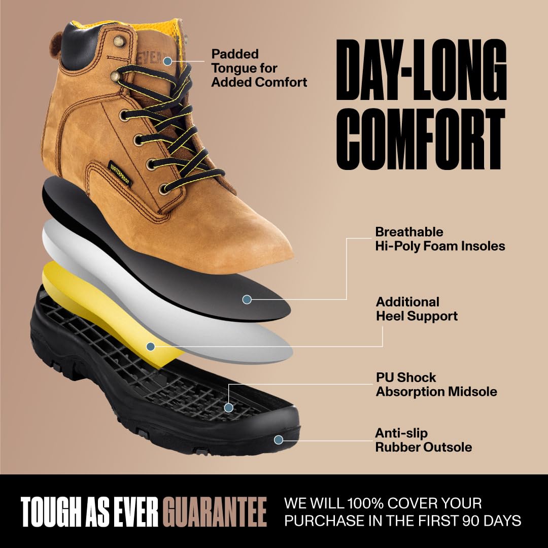EVER BOOTS Waterproof Work Boots for Men, Hiking, Zapatos de Trabajo (13, COPPER)