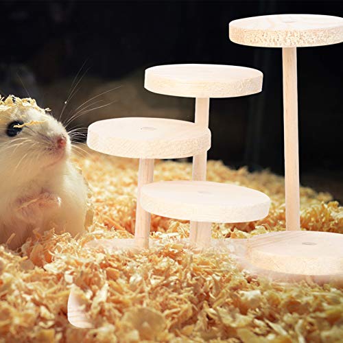 Balacoo Hamster Playground Wooden Small Animal Activity Toys Set Rat Playground Platform Climbing Ladder Chew Toy for Hamster Gerbil Mouse Chinchilla Beige