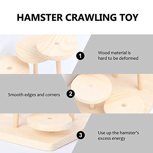 Balacoo Hamster Playground Wooden Small Animal Activity Toys Set Rat Playground Platform Climbing Ladder Chew Toy for Hamster Gerbil Mouse Chinchilla Beige