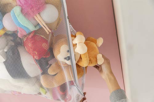 ALYER Ultra Large Door Hanging Mesh Laundry Hamper Basket,Collapsible Stuffed Animal Storage Bag Organizer (Gray)