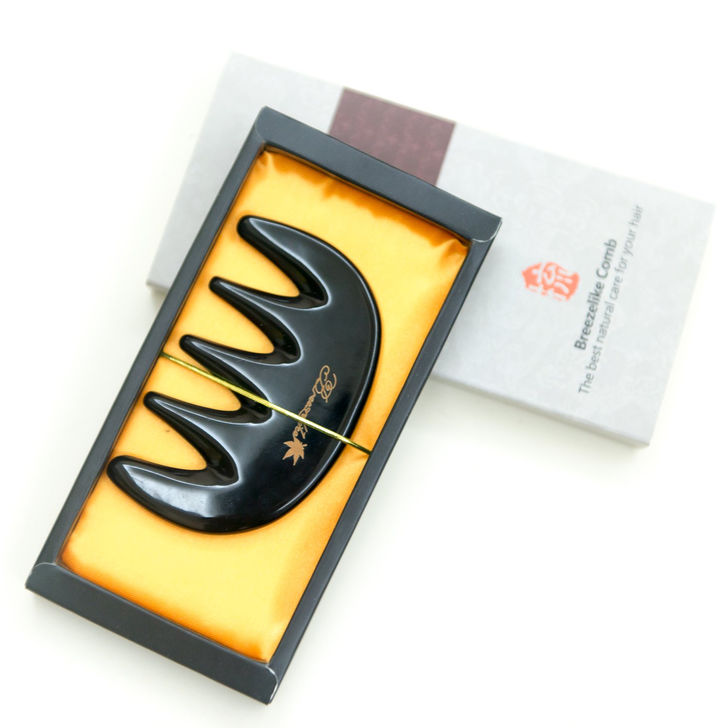 Breezelike Wide Tooth Hair Comb - No Static Mini Pocket Comb for Massage - Natural Black Buffalo Horn Comb