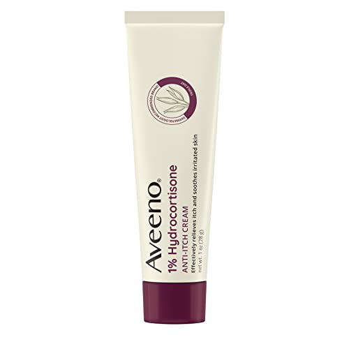 Aveeno Maximum Strength 1% Hydrocortisone Anti-Itch Cream, Triple Oat, Aloe & Vitamin E for Itch Relief from Eczema, Psoriasis, Insect Bites, Poison Ivy, Oak & Sumac & Detergents, 1 oz