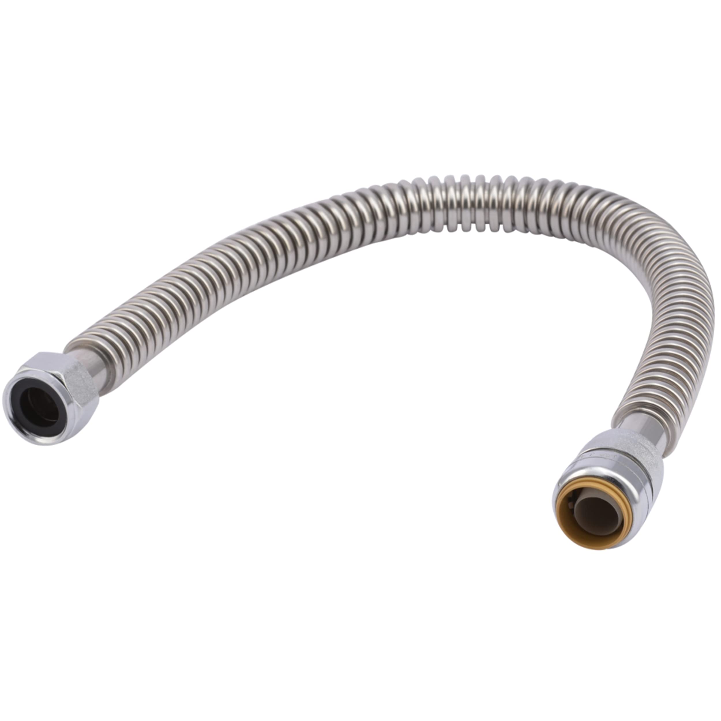 SharkBite 3/4 Inch x 3/4 Inch FIP x 24 Inch Stainless Steel Corrugated Flexible Water Heater Connector, Push To Connect Brass Plumbing Fitting, PEX Pipe, Copper, CPVC, PE-RT, HDPE, SS3088FLEX24LF