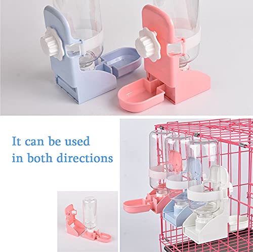 Mcgogo Rabbit Water Bottle, Guinea Pig Water Bottle,17oz Hanging Fountain Automatic Dispenser No Drip Water Bowl for cage (Pink)