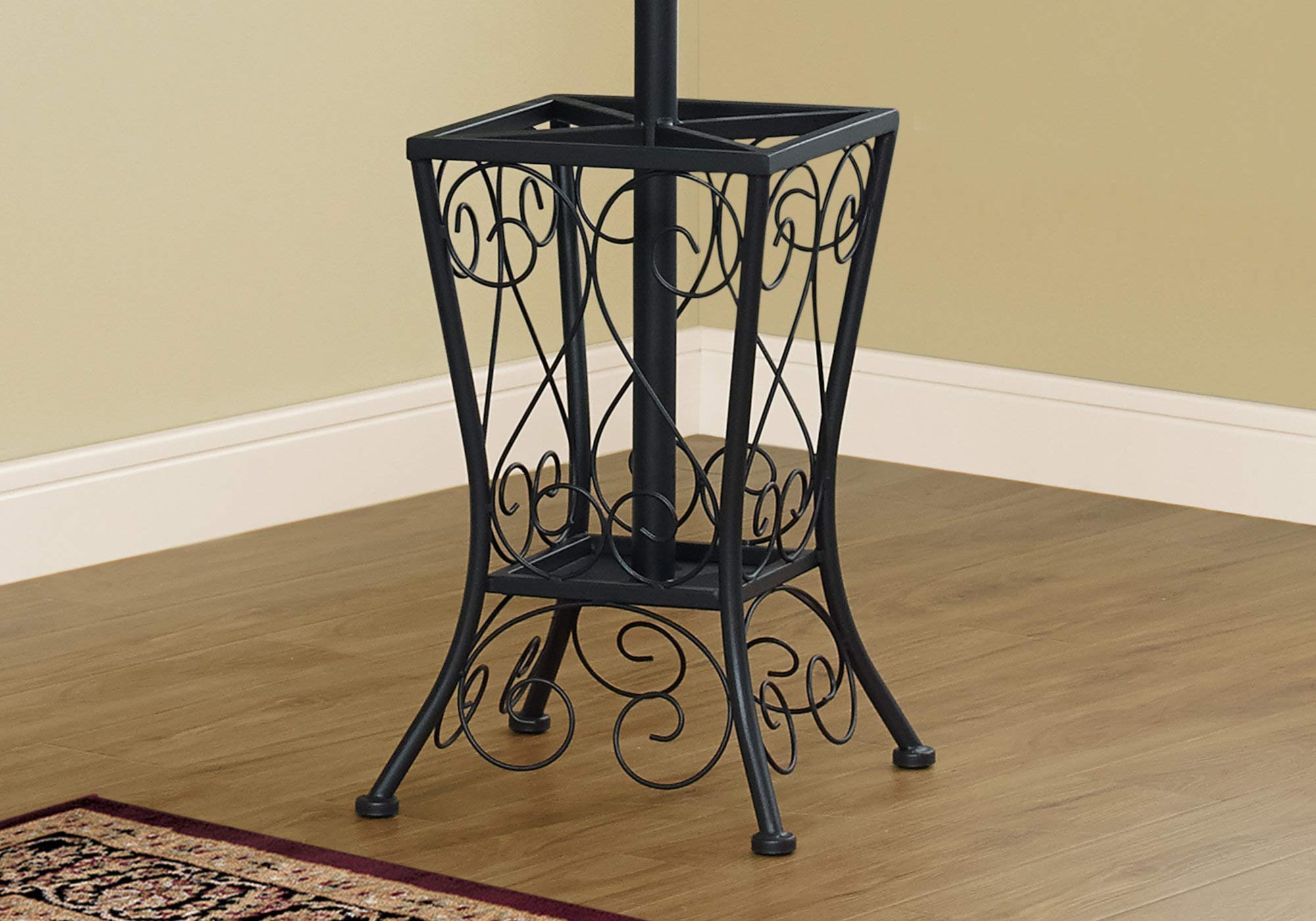 Monarch Specialties 2060, Hall Tree, Free Standing, 8 Hooks, Entryway, 71" H, Umbrella Holder, Bedroom, Metal, Black, Transitional Coat Rack