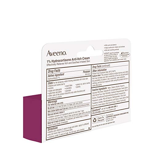 Aveeno Maximum Strength 1% Hydrocortisone Anti-Itch Cream, Triple Oat, Aloe & Vitamin E for Itch Relief from Eczema, Psoriasis, Insect Bites, Poison Ivy, Oak & Sumac & Detergents, 1 oz