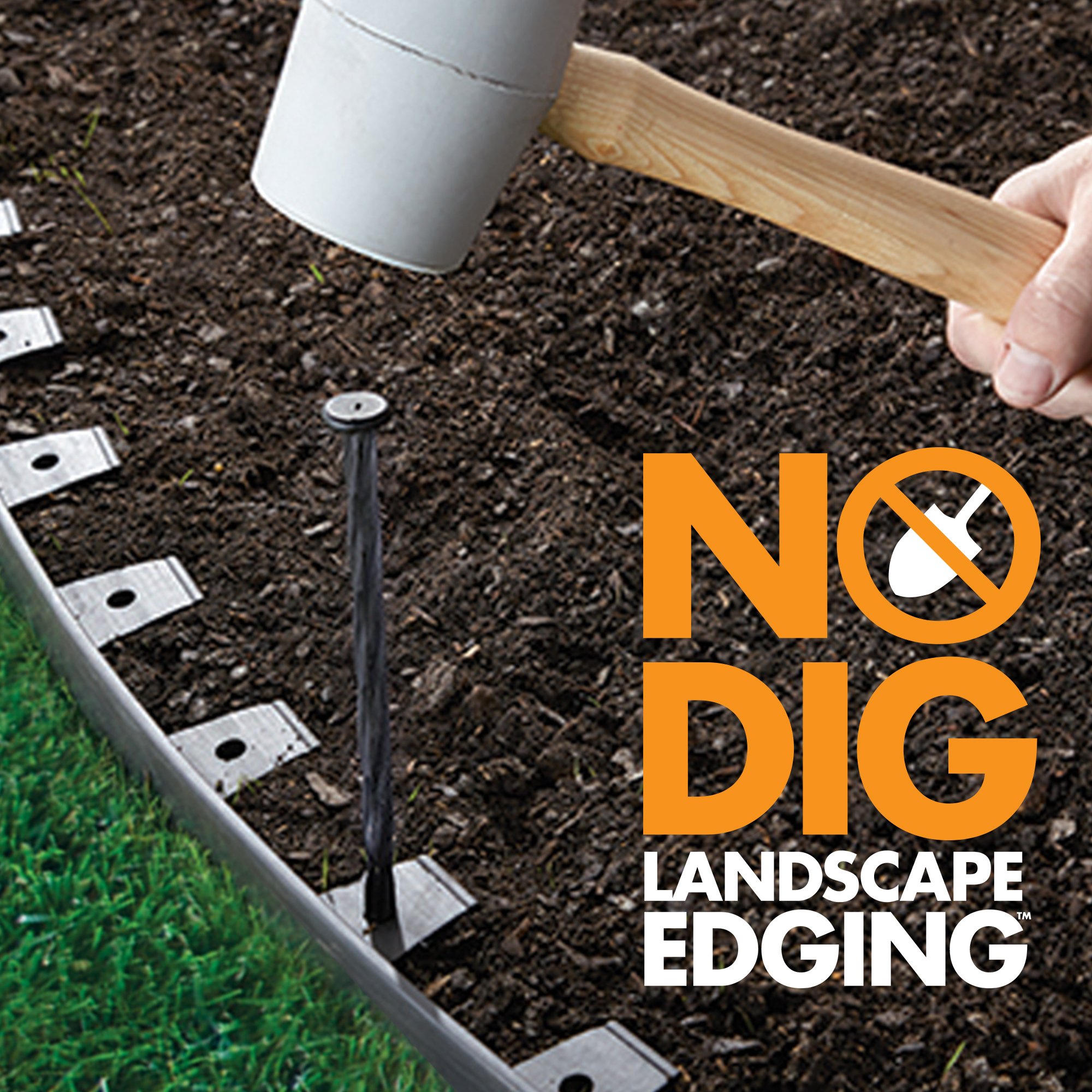 EasyFlex Heavy-Duty No-Dig Landscape Edging with Anchoring Spikes, 1.7 in. Tall Straight Top Commercial Grade Plastic Garden Border, 20 Foot Kit, Black