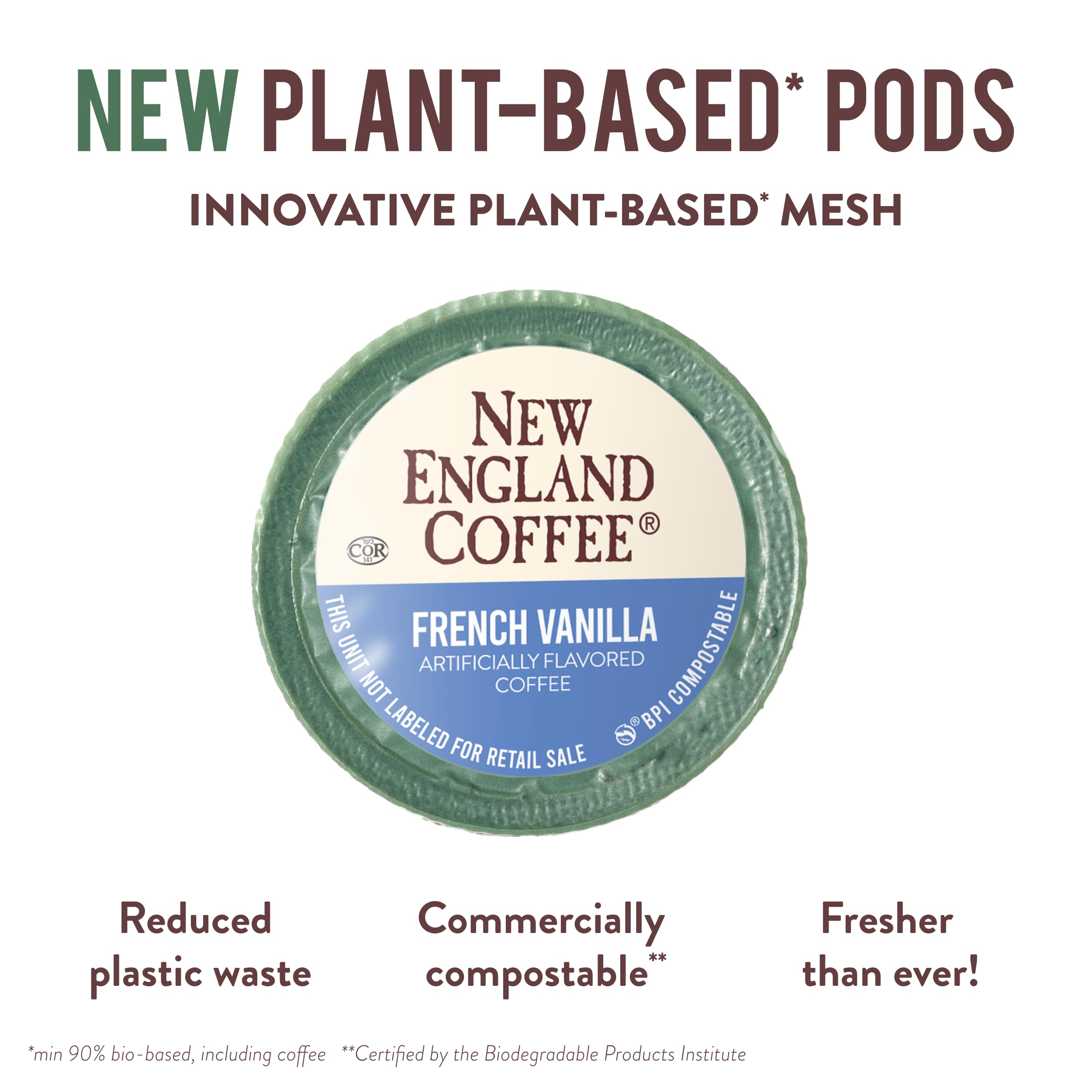 New England Coffee French Vanilla Medium-Roast K-Cup Coffee Pods, 12 Count (Pack of 6), Creamy Vanilla Flavor
