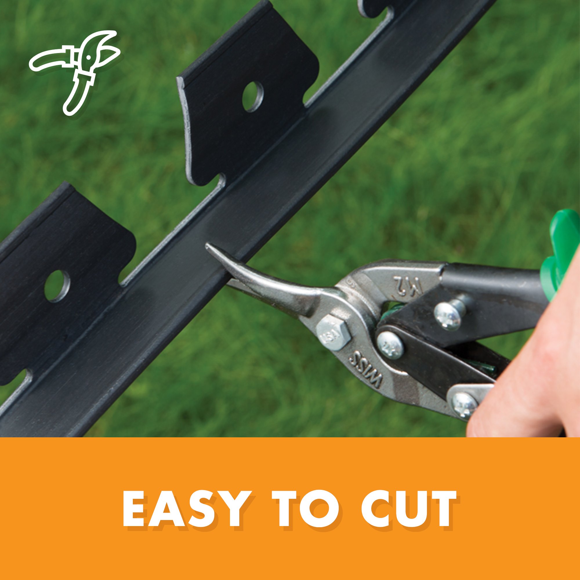 EasyFlex Heavy-Duty No-Dig Landscape Edging with Anchoring Spikes, 1.7 in. Tall Straight Top Commercial Grade Plastic Garden Border, 20 Foot Kit, Black
