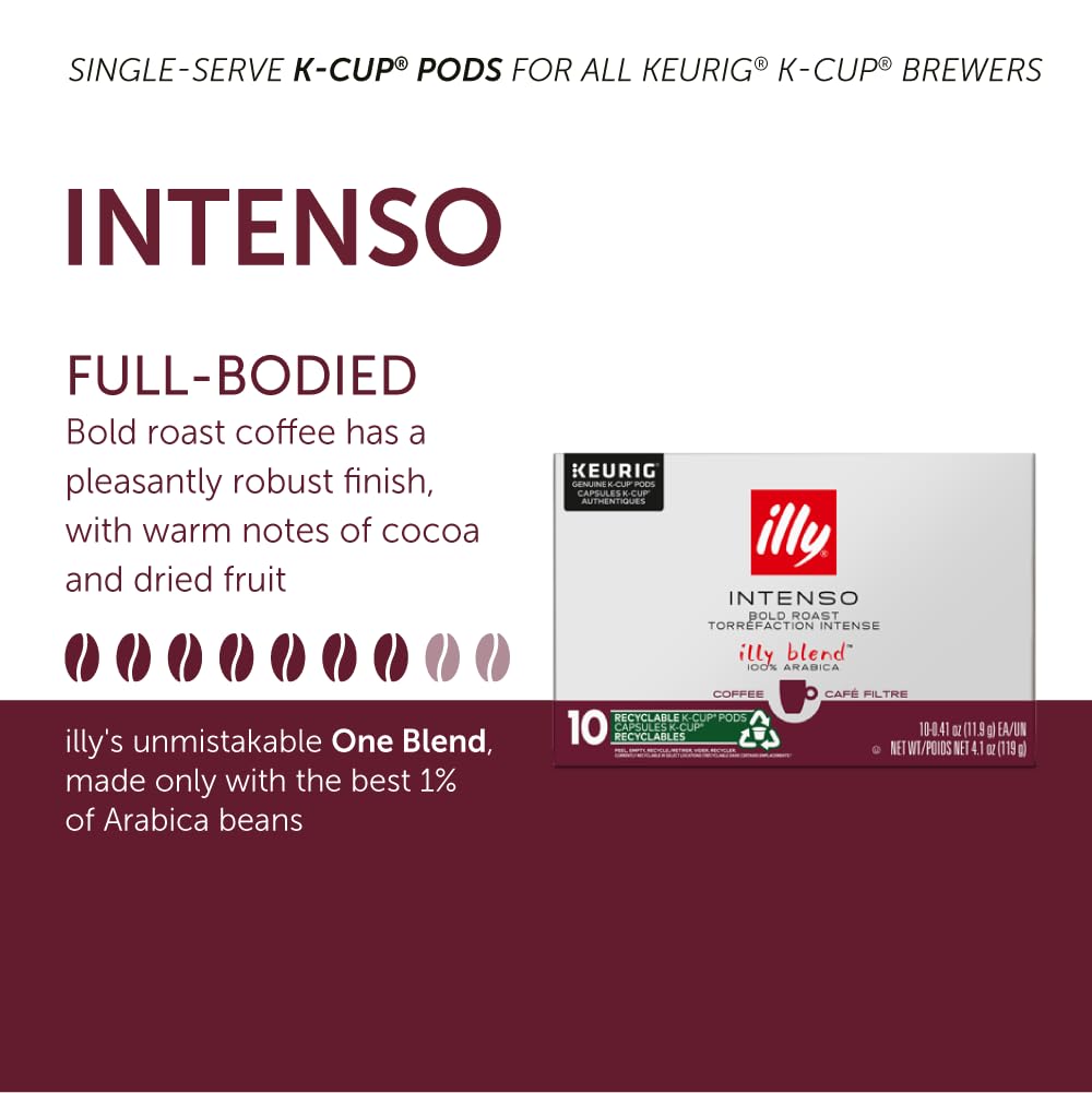illy Coffee, Dark Roast, K-Cup for Keurig, 100% Arabica Bean Signature Italian Blend, Premium Gourmet Roast Single Serve Drip Coffee