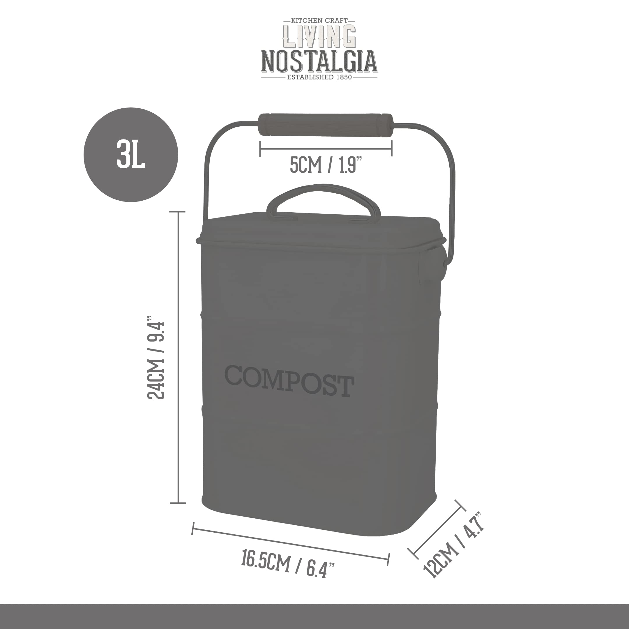 Kitchen Craft Living Nostalgia Vintage Blue Compost Bin LNCOMPBLU