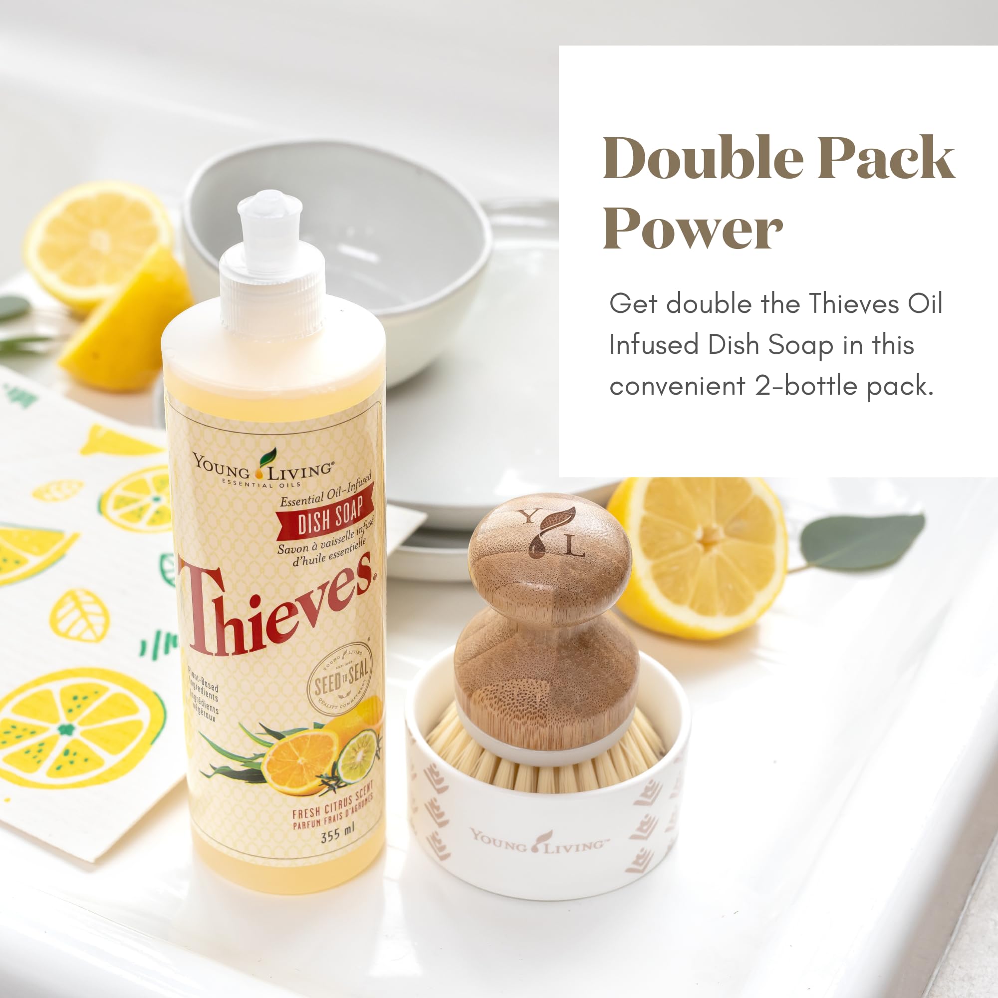 Young Living Thieves Essential Oil Infused Dish, 12fl.oz Bottles, Gentle on Hands, and has a Fresh, Citrus Scent, Soap Dispenser, Bathroom Accessories