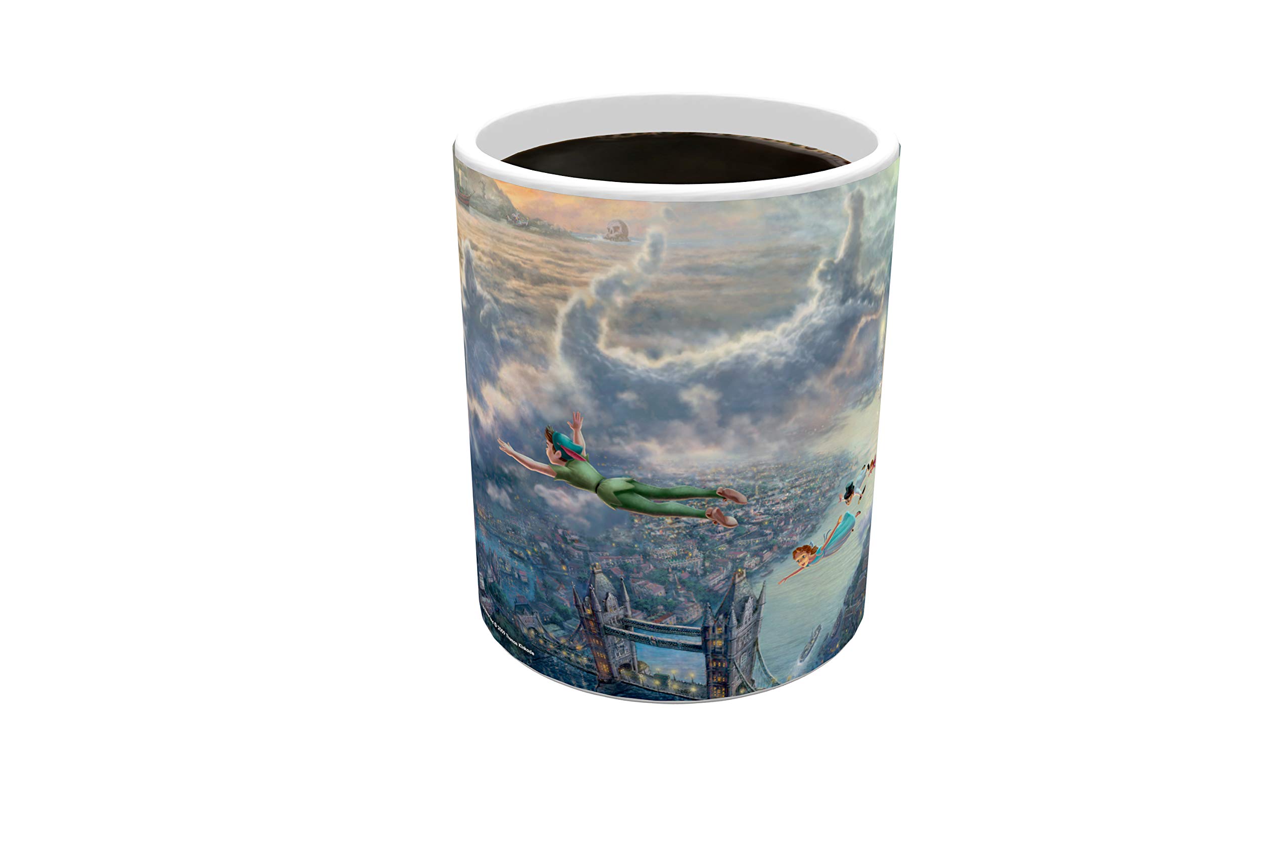 Morphing Mugs Disney - Peter Pan - Tinker Bell - Fly to Neverland - One 11 oz Color Changing Heat Sensitive Ceramic Mug – Image Revealed When HOT Liquid Is Added!