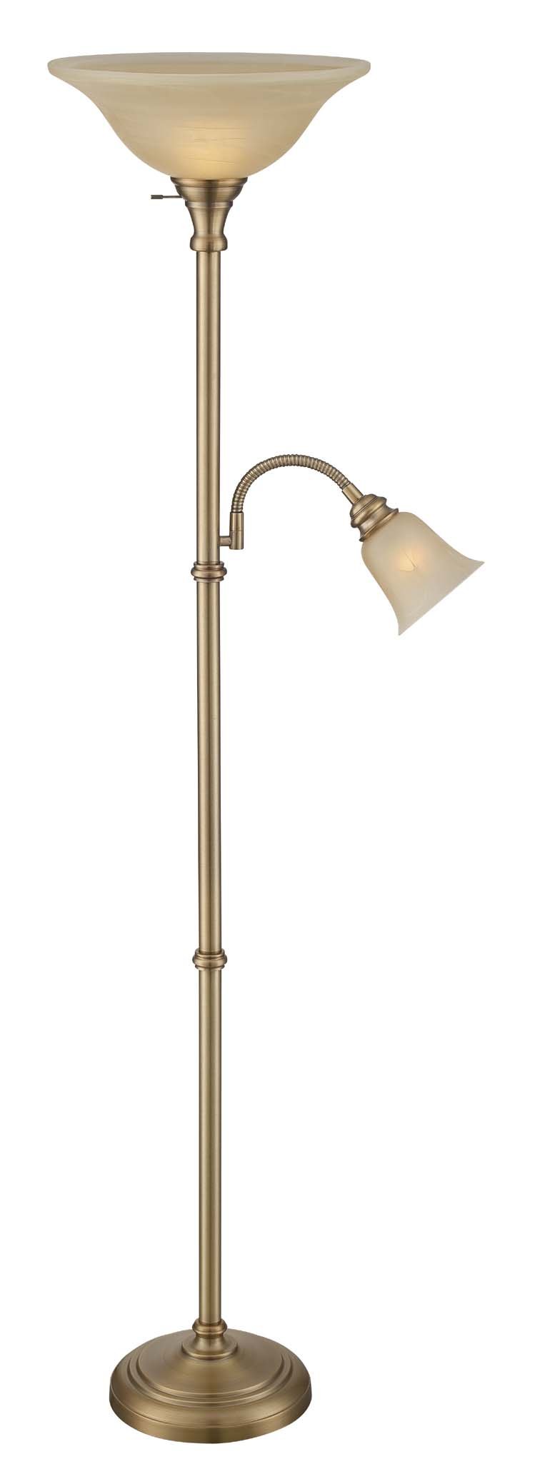 Lite Source Torchiere Lamps Ls-82550Ab Henley Torch/Reading Lamp, 17" L x 16" W x 72" H, Antique Brass