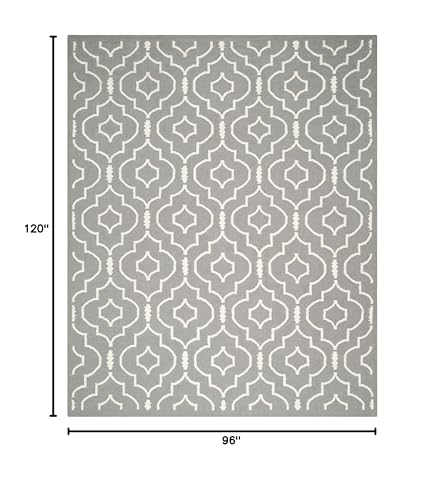 SAFAVIEH Dhurries Collection 8' x 10' Grey/Ivory DHU637B Handmade Flatweave Premium Wool Area Rug