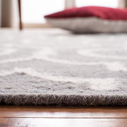 SAFAVIEH Dhurries Collection 8' x 10' Grey/Ivory DHU637B Handmade Flatweave Premium Wool Area Rug