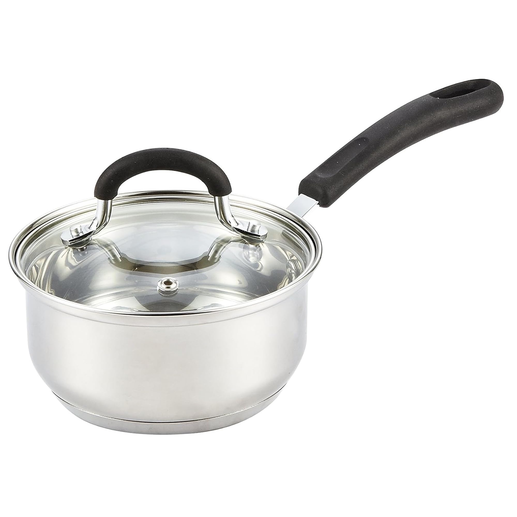 Cook N Home Professional Stainless Steel Saucepan with Lid, 1 Quarts, Silver