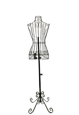 Adjustable- Mannequin Dress Form Female Black Steel Wire 32"22"32" on Decorative Stand (0004 Black)