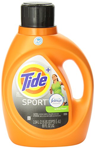 Tide Plus Febreze Fresh Sport Odor Defense HE Turbo Clean Liquid Laundry Detergent, Active Fresh Scent, 69 Fl Oz (44 Loads) - Packaging May Vary