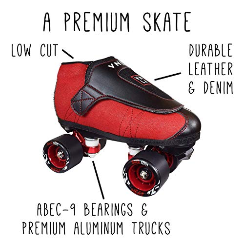 VNLA Junior Code Red Jam Skates for Men and Women - Indoor Unisex Roller Skates for Tricks and Jam Skating- Red/Black (Men 10 / Women 11)