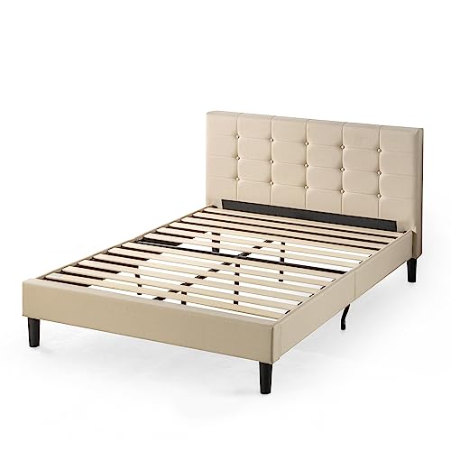 ZINUS Ibidun Upholstered Platform Bed Frame, Mattress Foundation, Wood Slat Support, No Box Spring Needed, Easy Assembly, Full, Beige