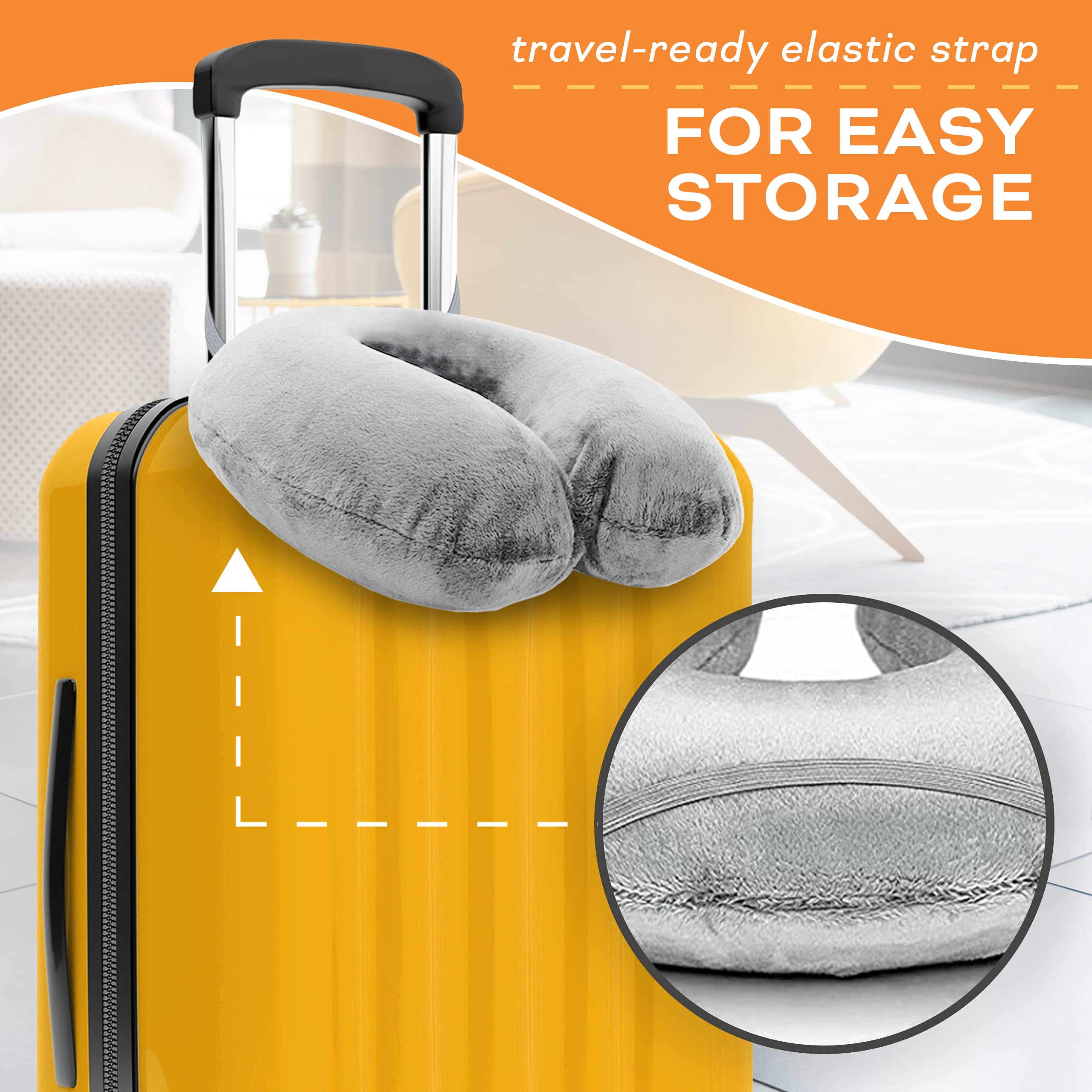 Crafty World Travel Neck Pillow Washable Cover Comfortable Memory Foam Airplane Travel Accessories Essentials Plane Neck Support Pillow for Neck Pain Relief and Sleeping Grey