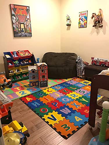 Mybecca Kids Rug ABC Puzzle Area Rug Educational Alphabet Letter & Numbers 8 x 11-Non Slip Gel Backing Size approximate: 7' feet 2" inch by 10' ft (7'2" X 10')