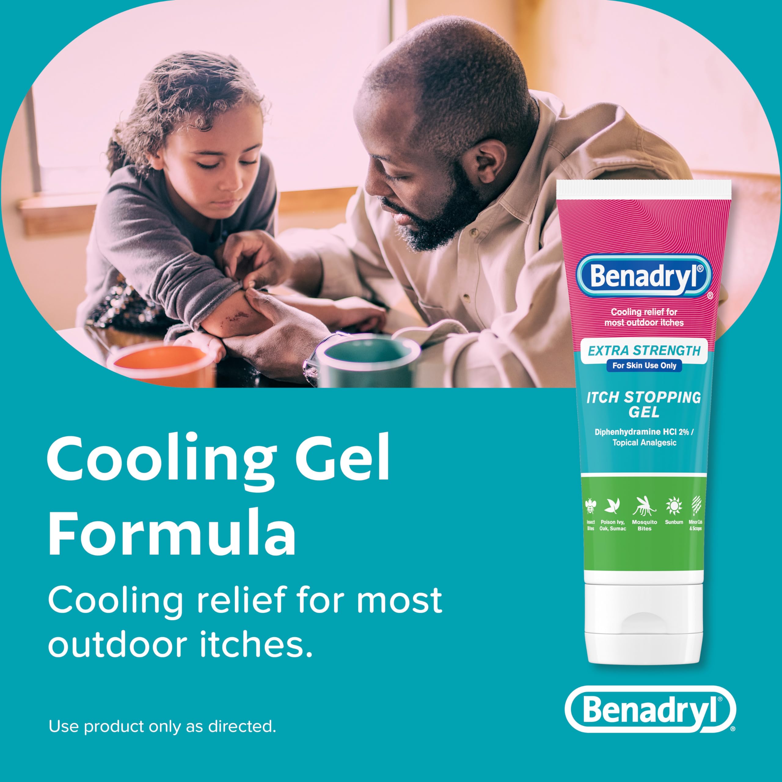 Benadryl Anti Itch Gel, Relief of Outdoor Itches Associated with Poison Ivy, Topical Analgesic, Cooling Relief, Diphenhydramine, 3.5 oz