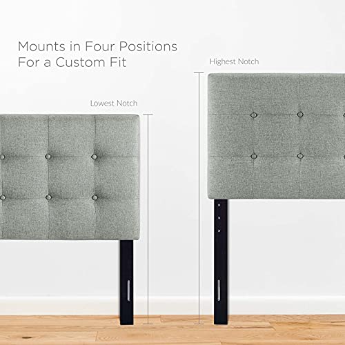 Modway Emily Tufted Button Linen Fabric Upholstered Full Headboard in Gray