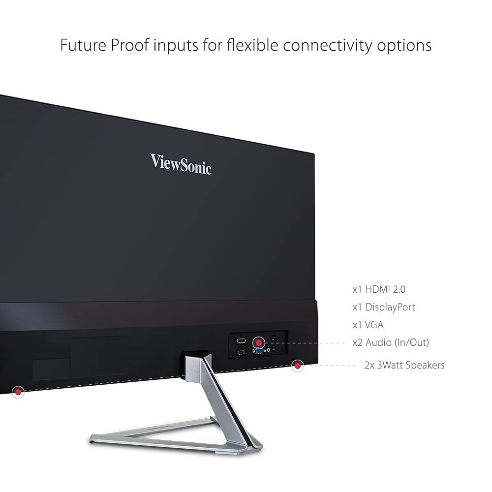 ViewSonic VX2476-SMHD 24 Inch 1080p IPS Monitor with FreeSync, Ultra-Thin Bezels, HDMI and DisplayPort